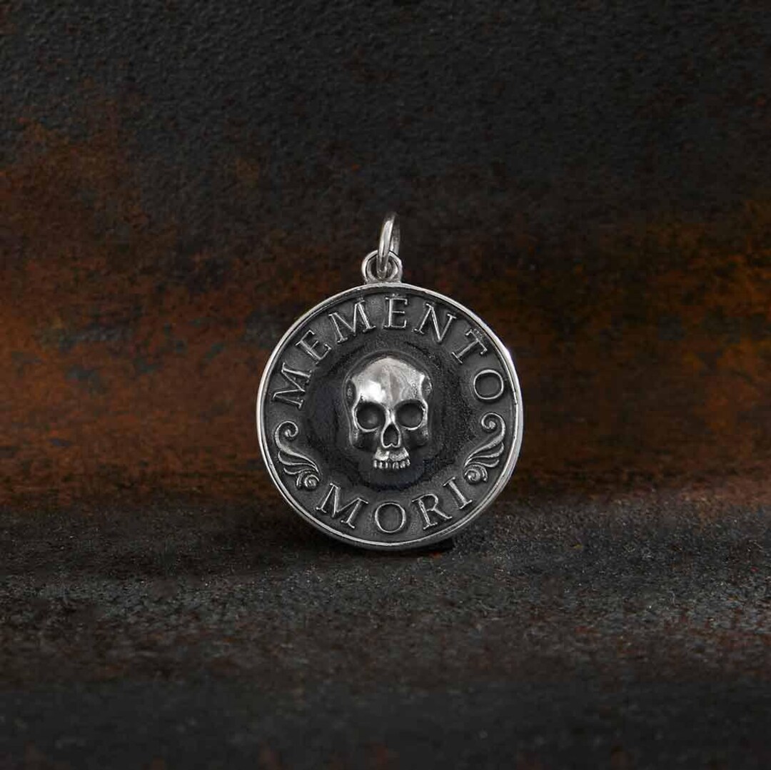 Sterling Silver Memento Mori Skull Pendant 24x18mm - Etsy