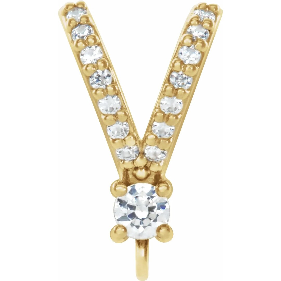 14K Yellow or White Gold .07 CTW Natural Diamond Rabbit Ear Bail, - Etsy