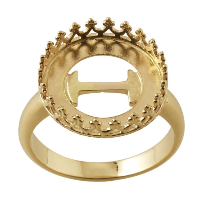 14K Yellow Gold Round Gallery Wire Bezel Ring Mounting Select - Etsy