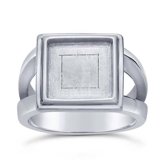 Sterling Silver 10mm Square Bezel Ring Mounting avail. in sz 7 | Etsy