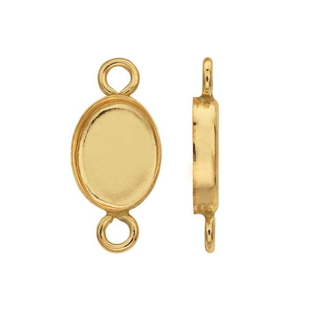 14k Gold-filled Oval Cabochon Link Component Mounting, Bezel Center ...