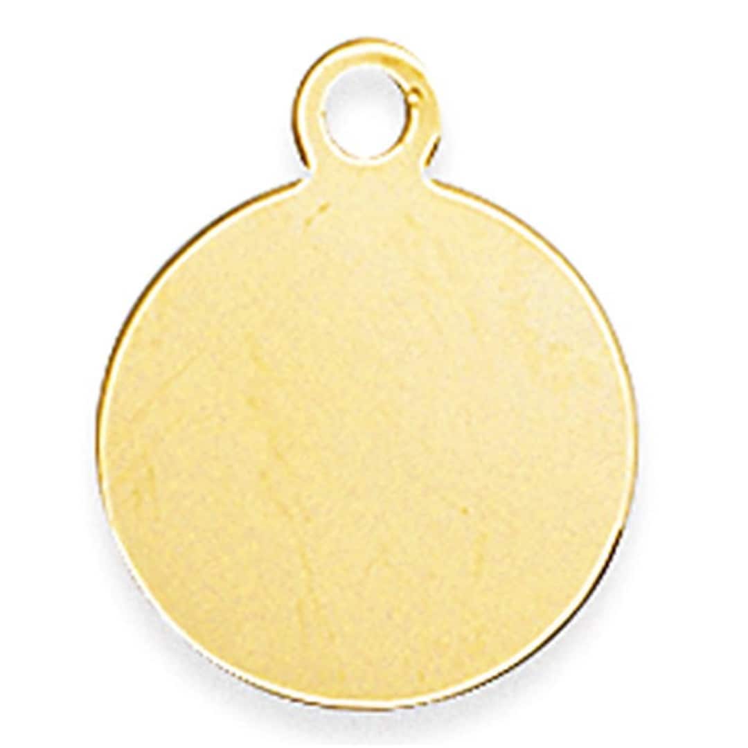 14K Yellow Gold Round Disc Charm 2 Sizes Available - Etsy