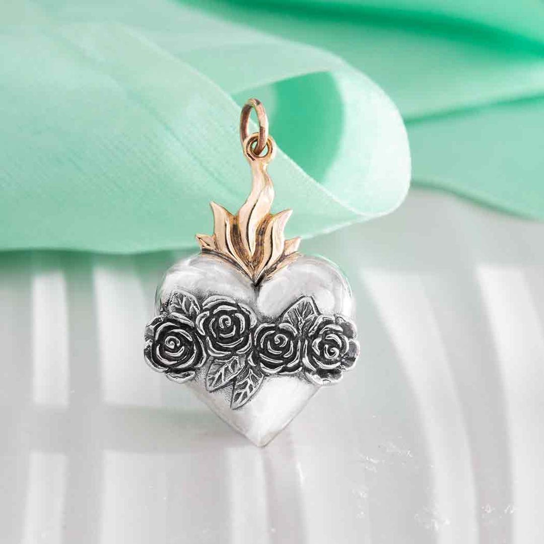 Mixed Metal Immaculate Heart of Mary Pendant 30x18mm - Etsy