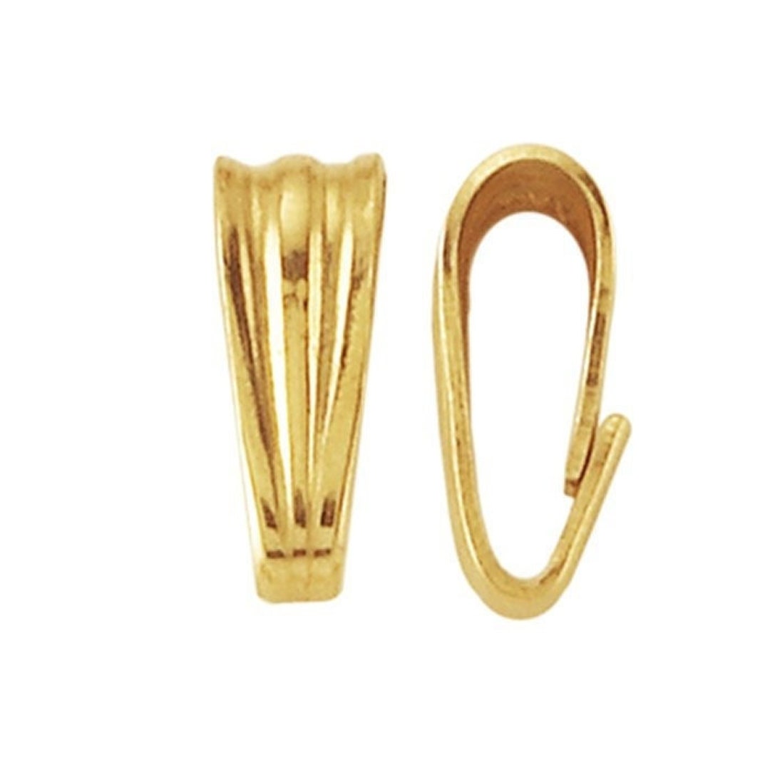 14k Yellow or White Gold Snap-on Pendant Bail, 1pc., Solid Gold Finding ...