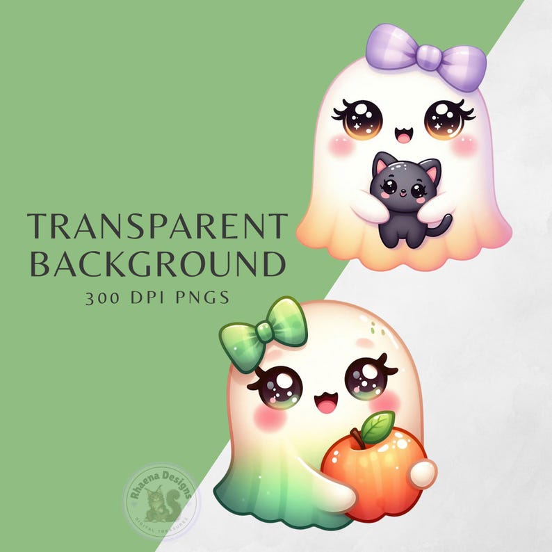 Kawaii Pastel Ghost Clipart Bundle: Halloween PNG (digital Download - Etsy