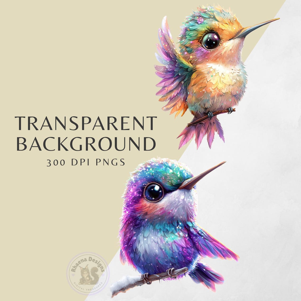 Watercolor Hummingbird Clipart: Kawaii Nursery Art (PNG Digital ...