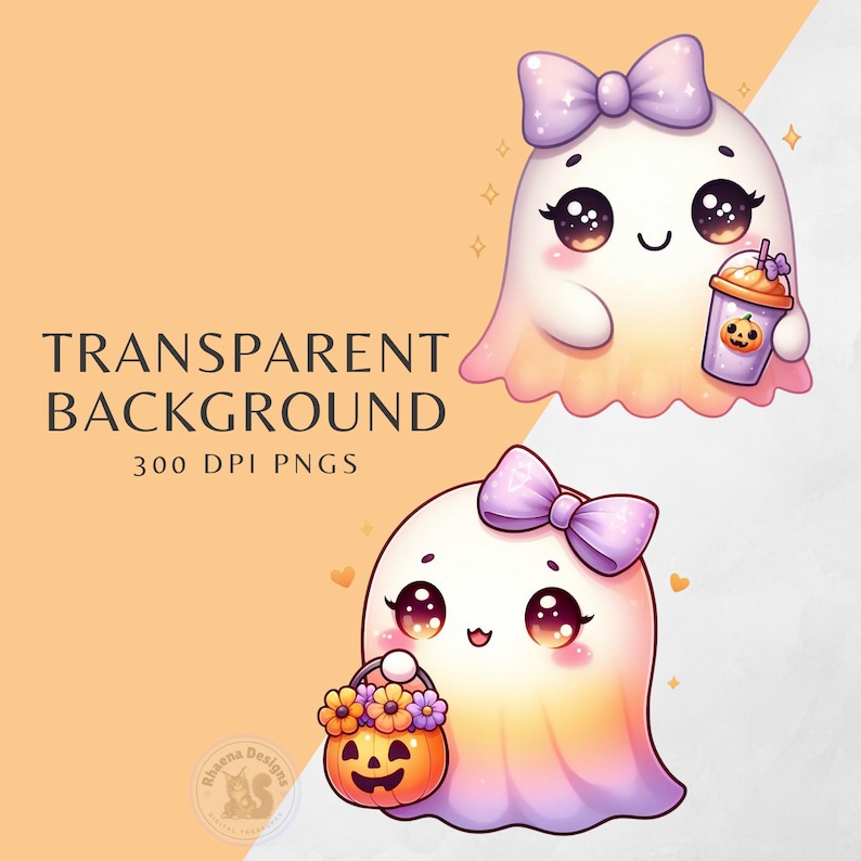 Kawaii Pastel Ghost Clipart Bundle: Halloween PNG (digital Download - Etsy