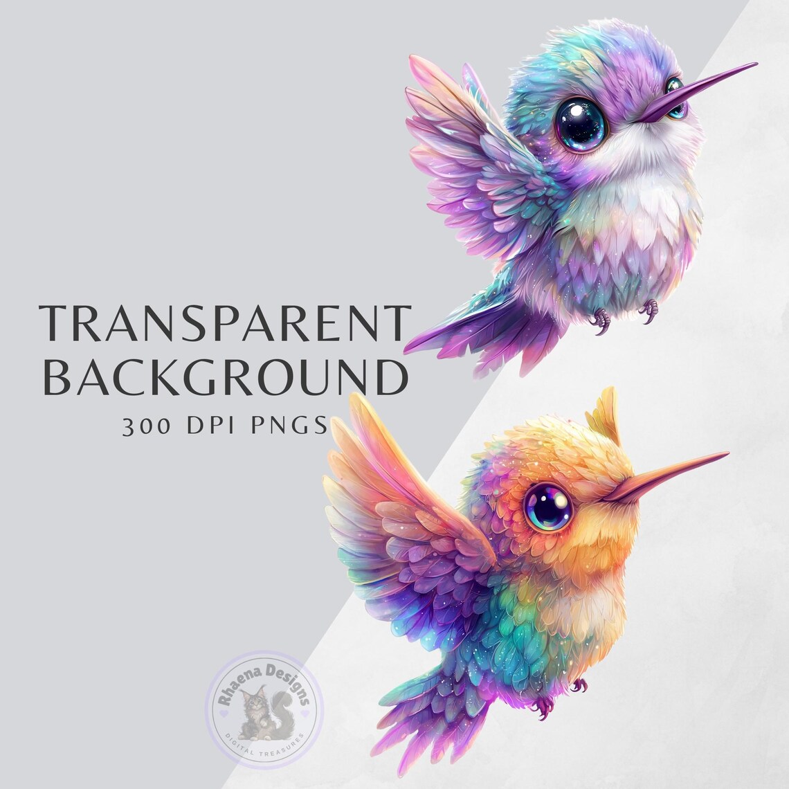 Watercolor Hummingbird Clipart: Kawaii Nursery Art (PNG Digital ...