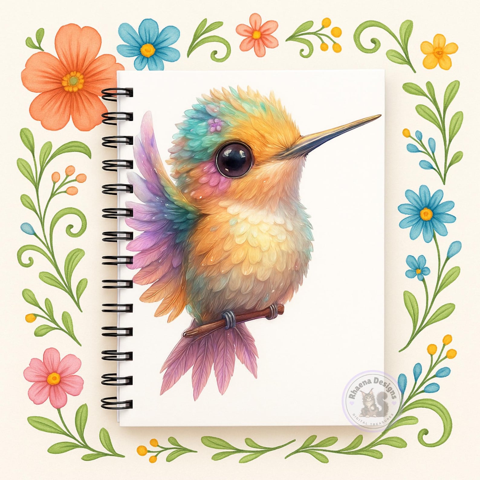 Watercolor Hummingbird Clipart: Kawaii Nursery Art (PNG Digital ...