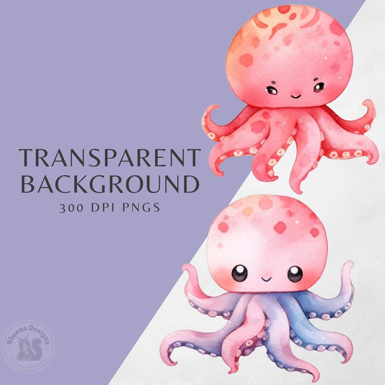 Octopus Clipart Bundle, Watercolor Octopus, Under the Sea Creatures ...