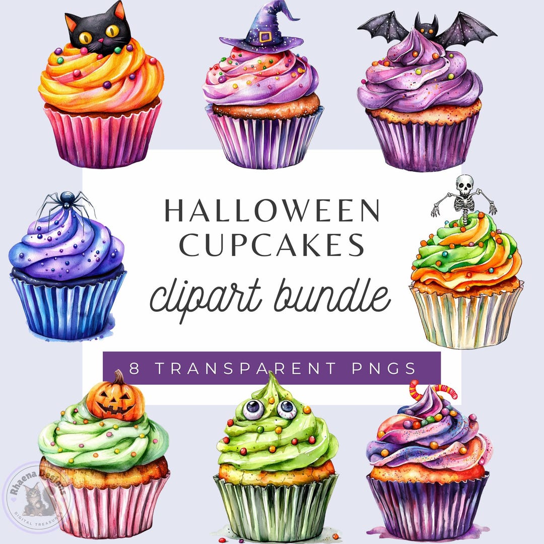 Halloween Cupcake Clipart, Halloween Treats Clipart, Spooky Cupcake Png ...