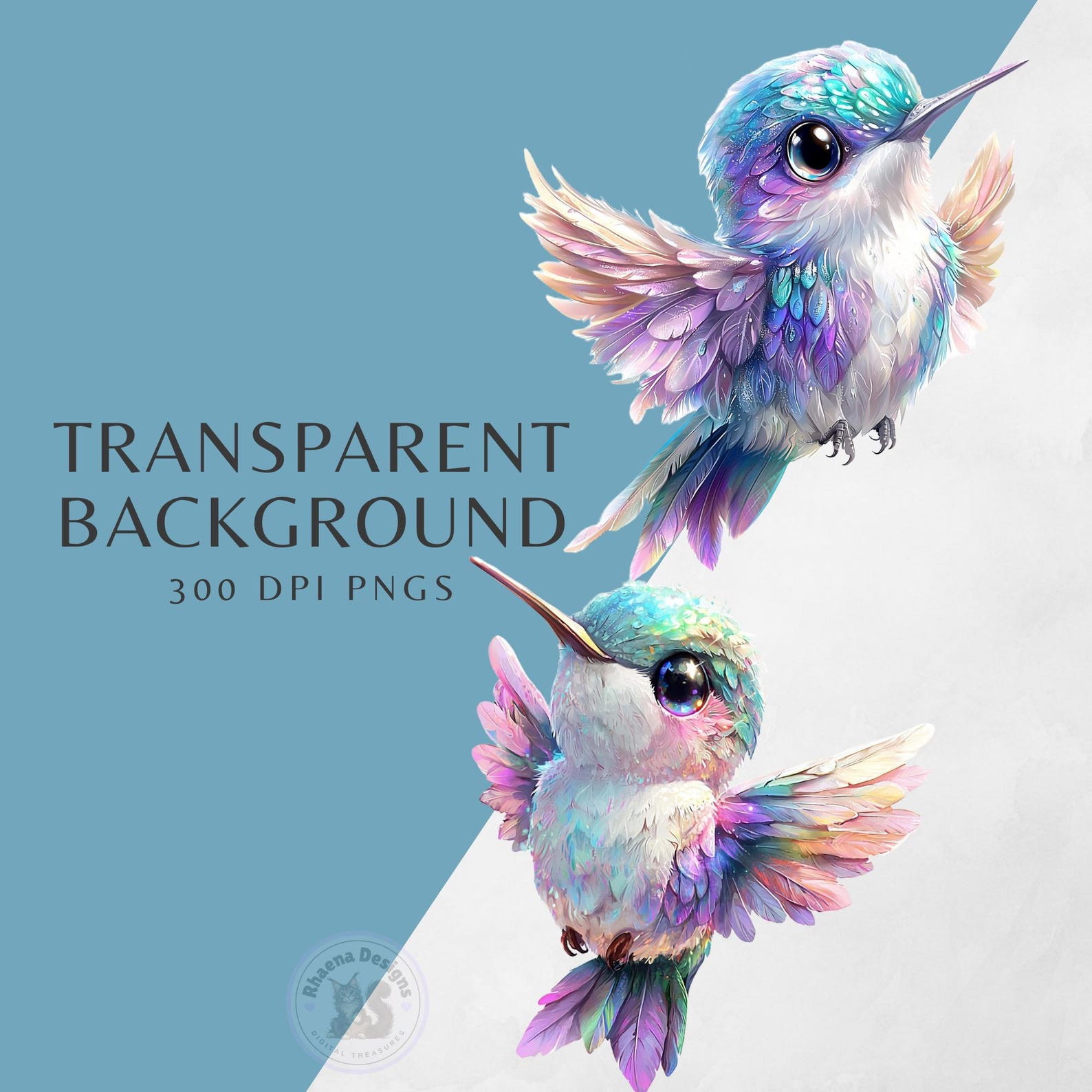 Watercolor Hummingbird Clipart: Kawaii Nursery Art (PNG Digital ...