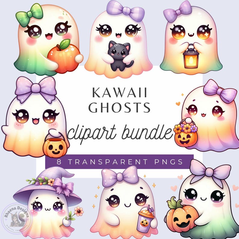 Kawaii Pastel Ghost Clipart Bundle: Halloween PNG (digital Download - Etsy