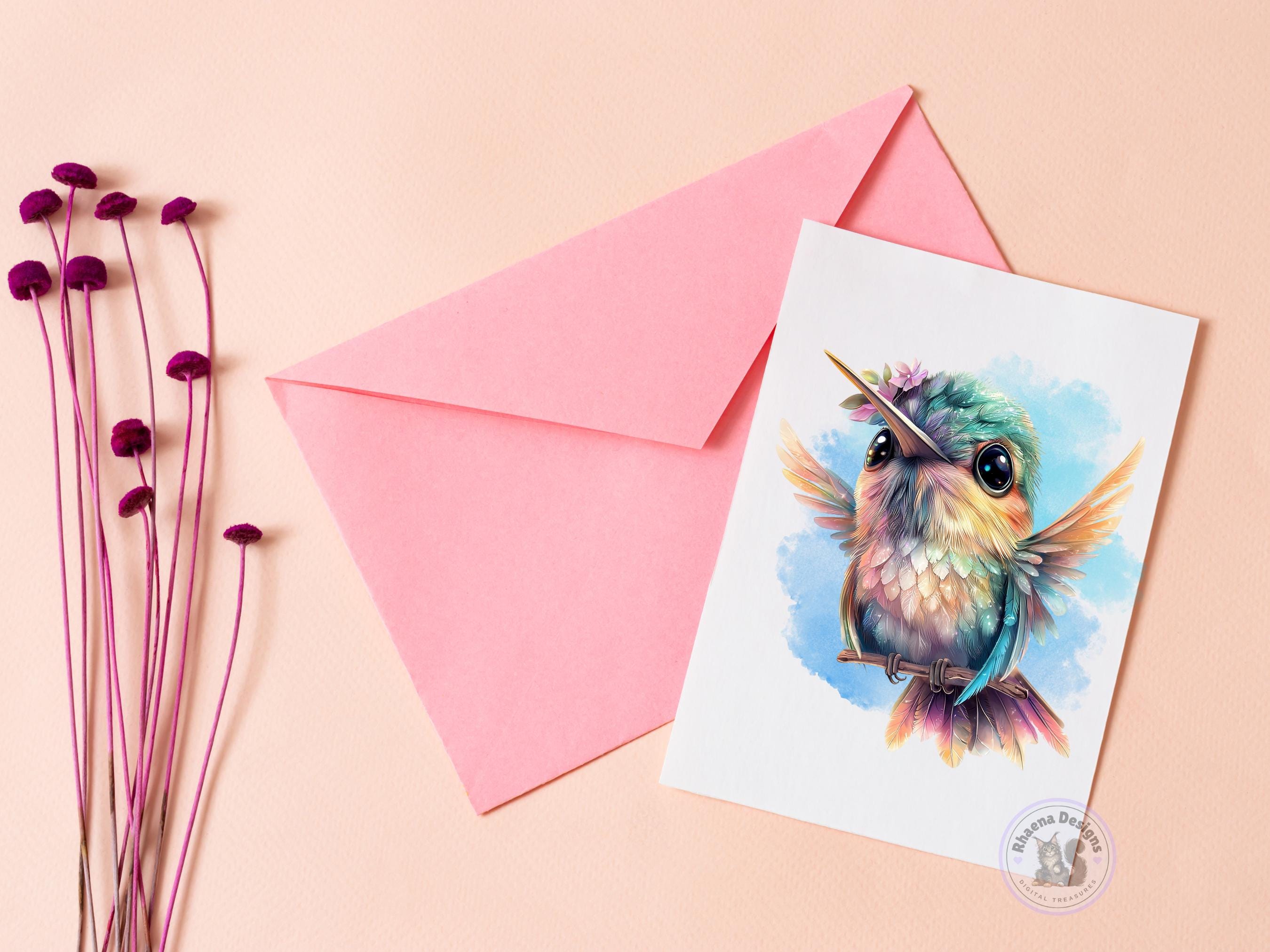Watercolor Hummingbird Clipart: Kawaii Nursery Art (PNG Digital ...