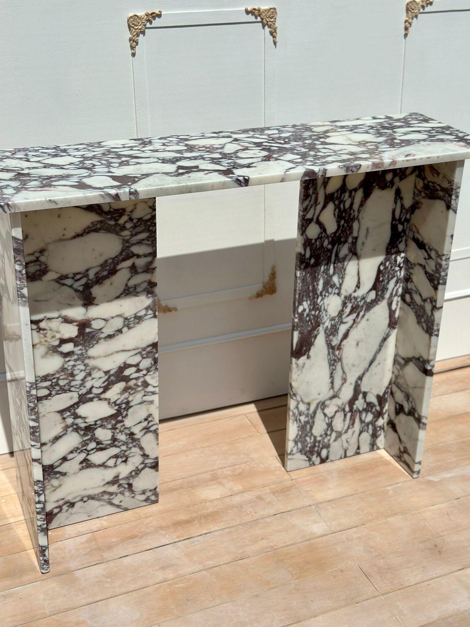 Calacatta Viola Marble Console Table – Handmade Natural Stone Hallway ...