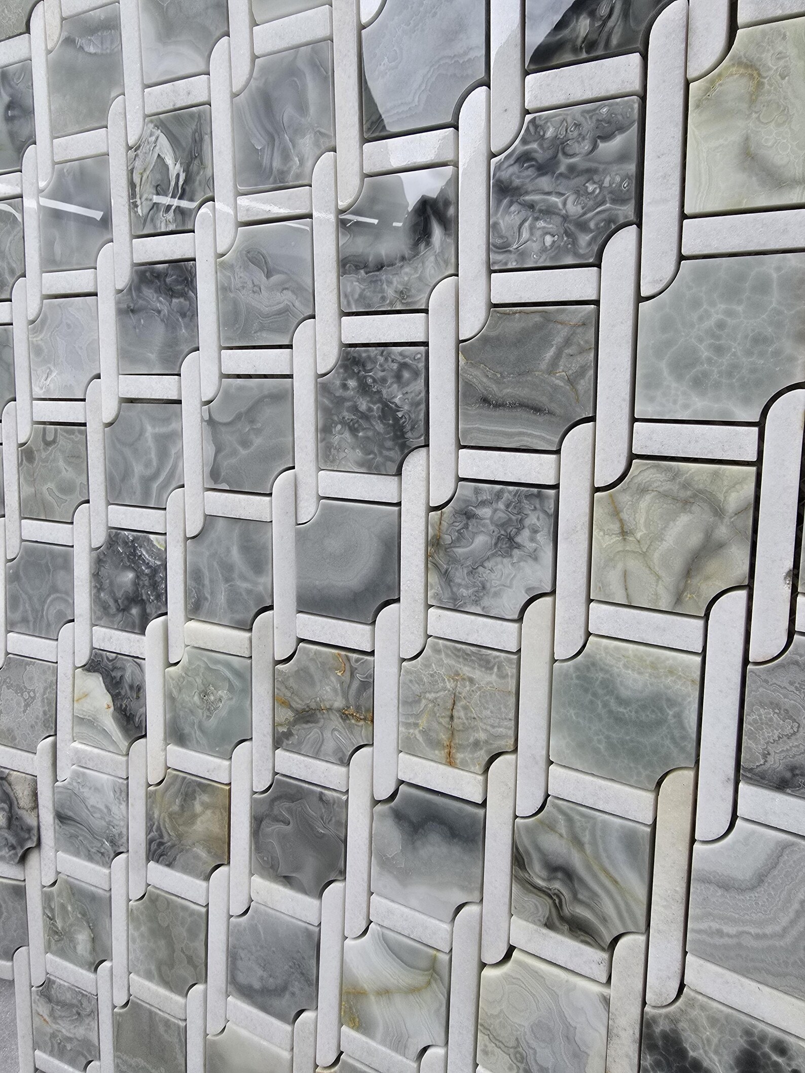 Fence Mosaic Wall Tiles – Light Grey Natural Stone | Clean Contemporary ...