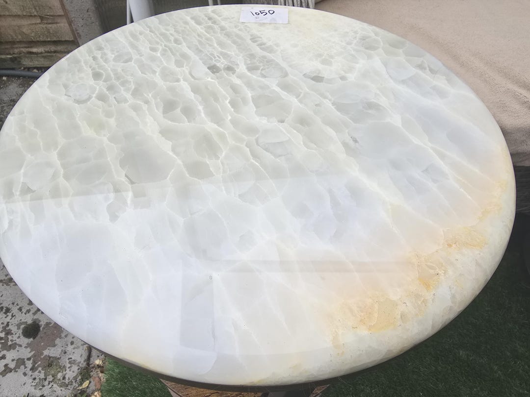 Pure White Orb Crystallite Onyx Stone Side Table - Etsy