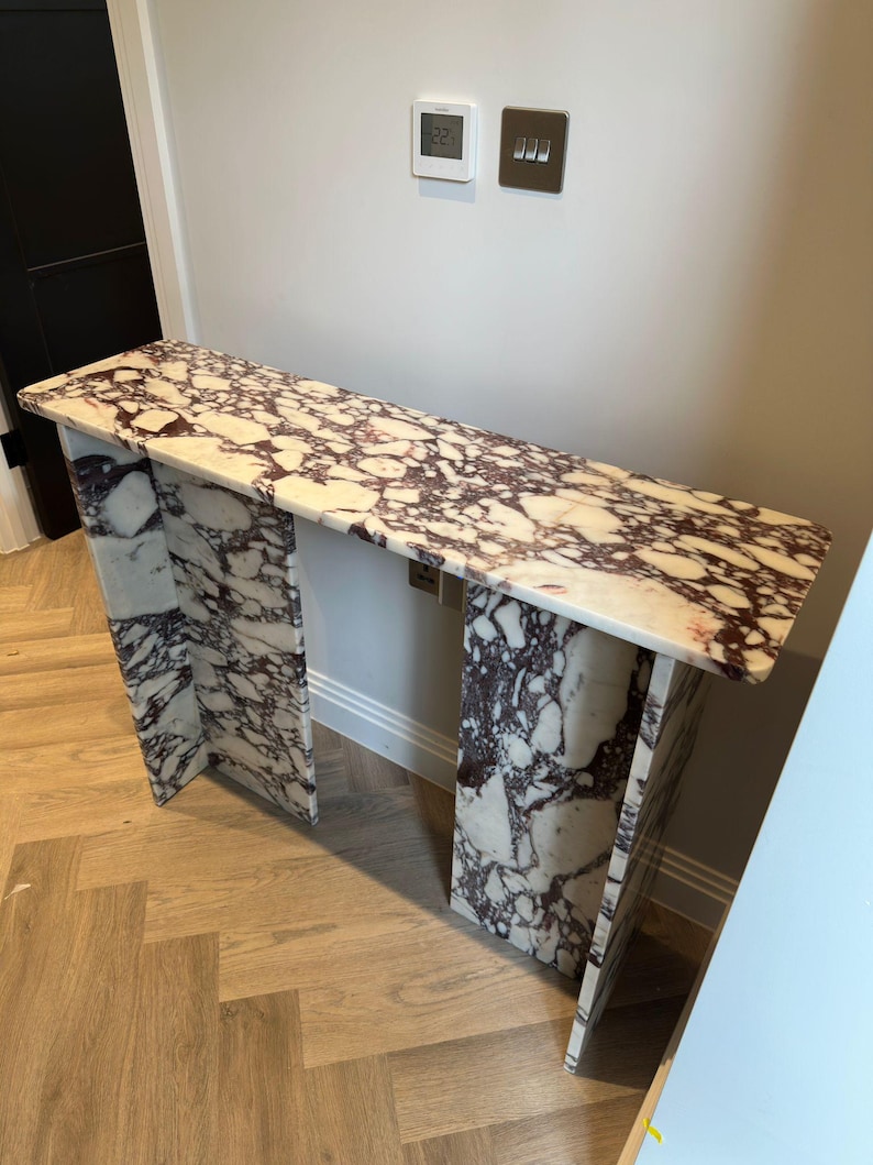 Calacatta Viola Marble Console Table – Handmade Natural Stone Hallway ...