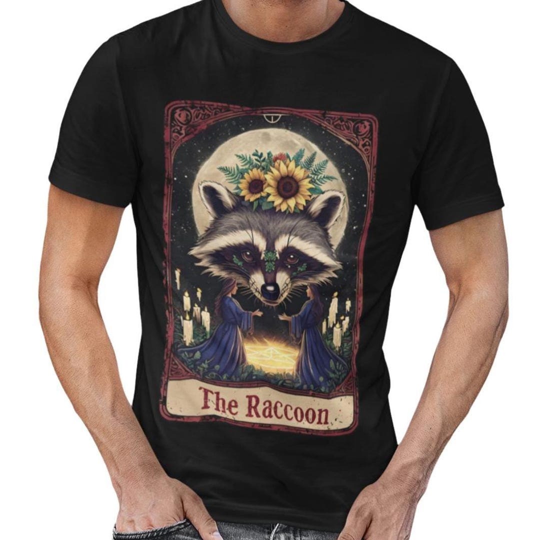 Raccoon Tarot Art Print Mystical Animal Witchcraft Illustration ...