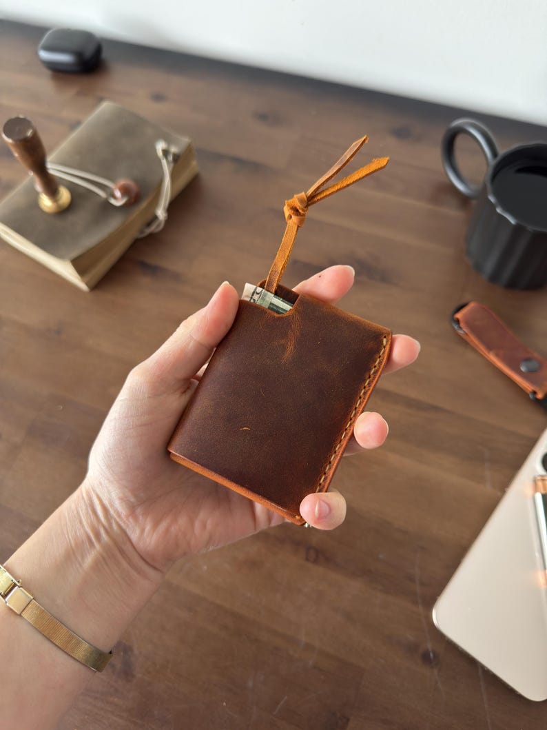 Personalized Wallet, Leather Wallet With Snap, Minimal Card Holder ...