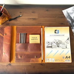 Handmade Leather Sketchbook Cover A5, Artist Drawing Pad Case With ...