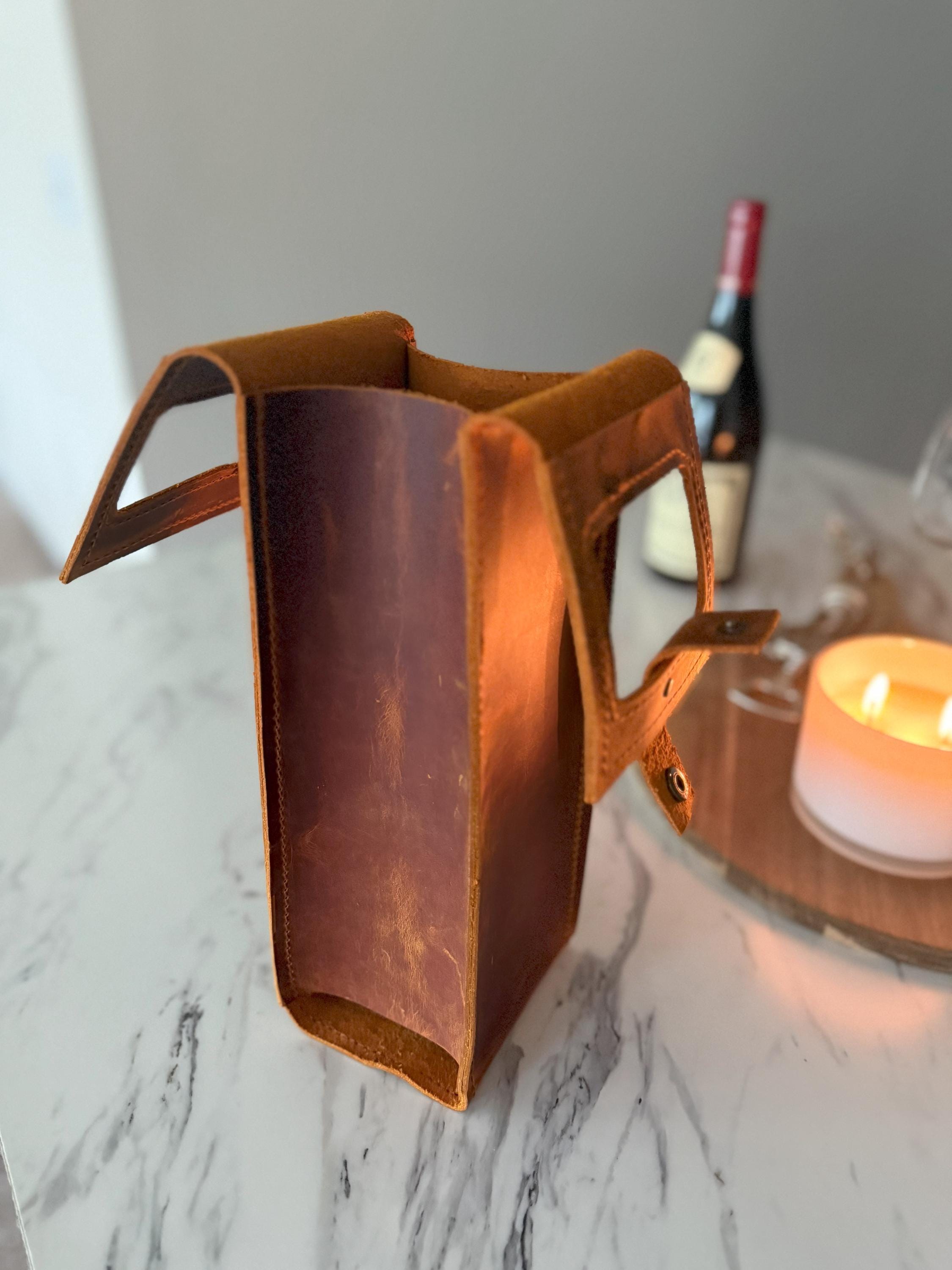 Personalized Leather Wine Bag, Hand Crafted Wine Holder, Wine Bag ...