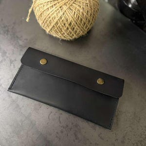 Handmade Leather Cash Envelope, Rustic Wallet for Bills & Notes, Snap ...