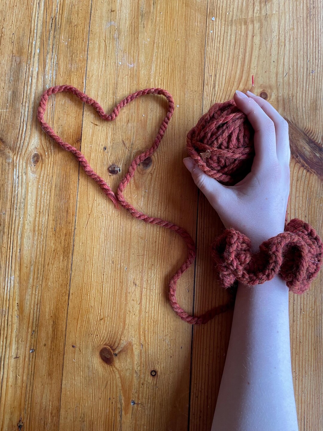 Chunky Terra Red Crochet Scrunchie - Etsy