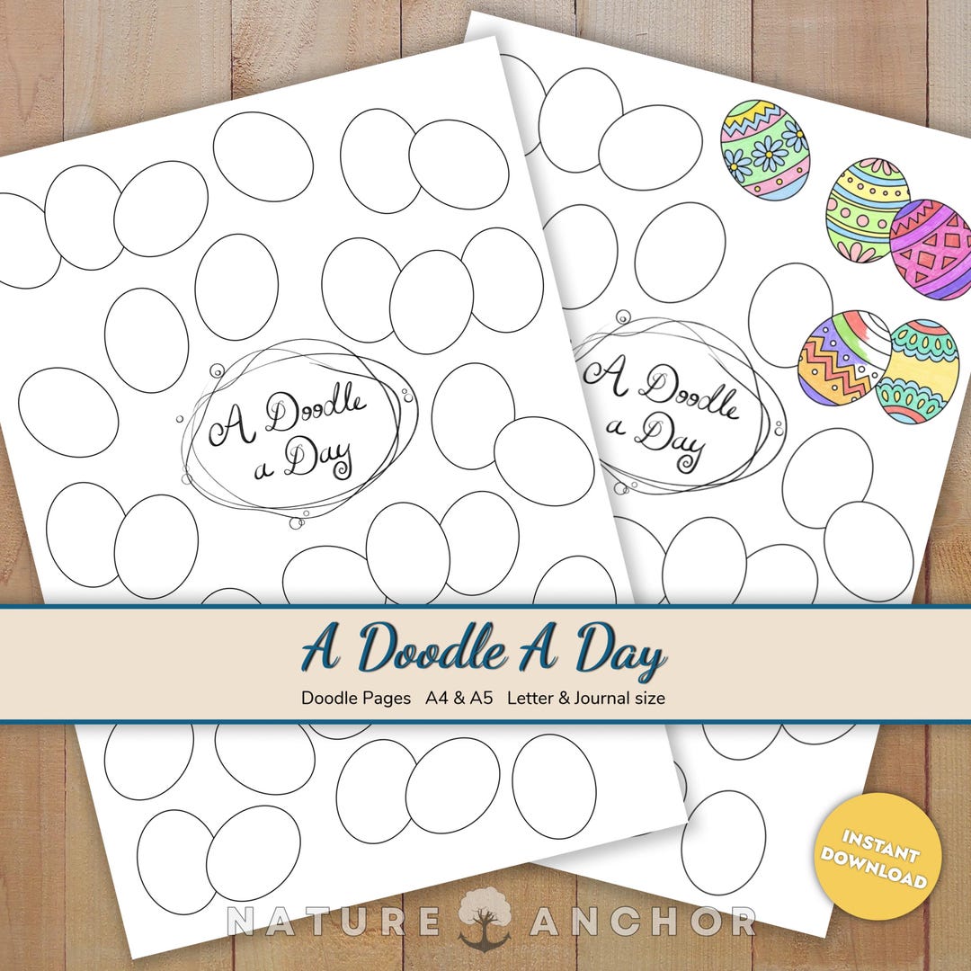 Easter Egg Daily Doodle Coloring Page, Spring Habit Tracker for Kids ...