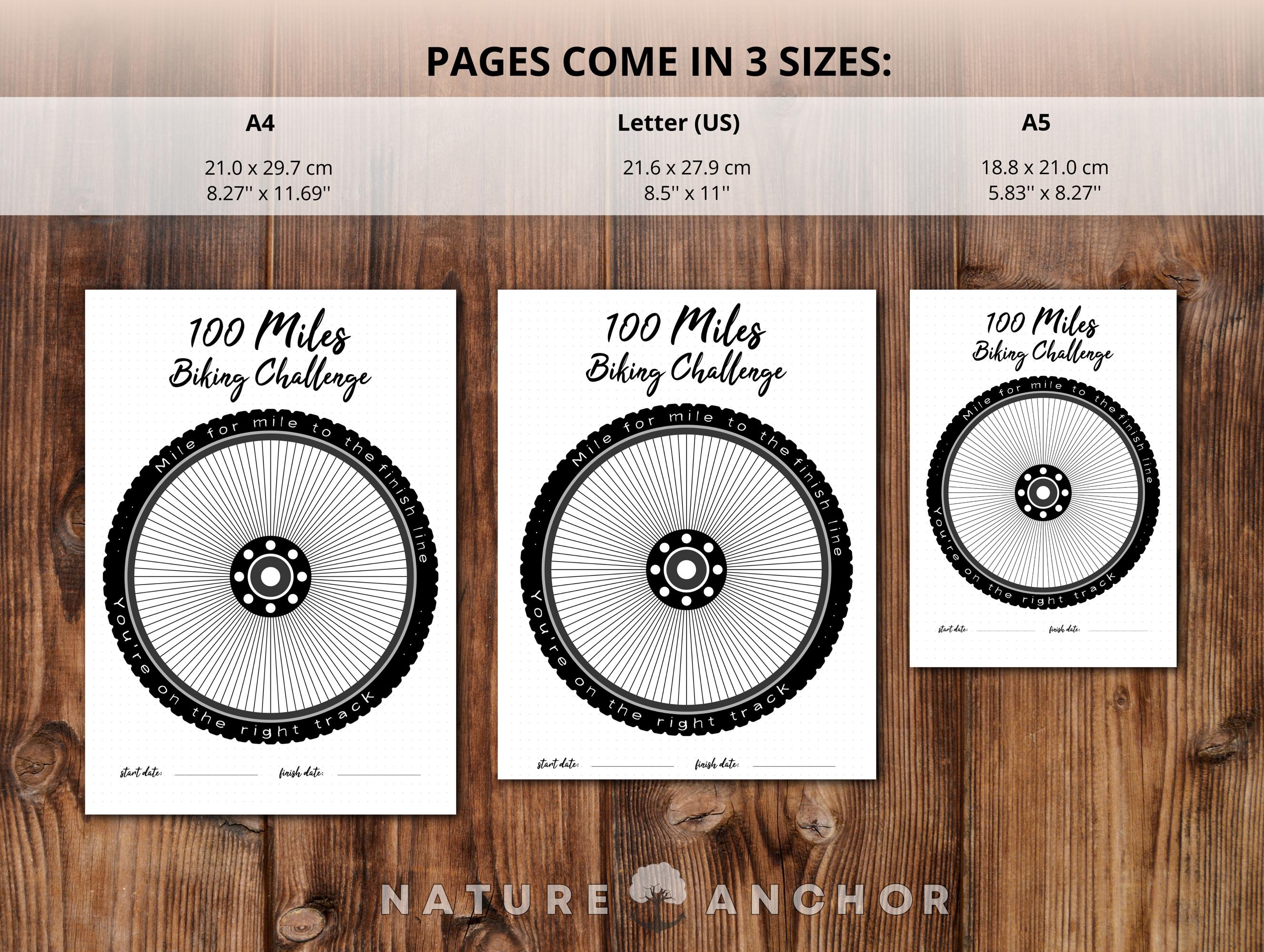 Cycling 100 Mile Challenge Tracker: Printable Cycling Journal (PDF ...