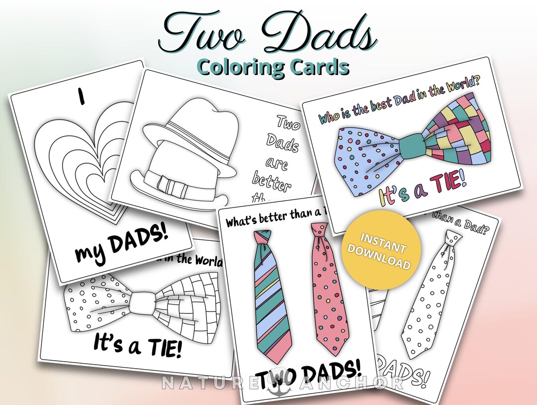 Two Dads Father's Day Coloring Cards: DIY Gift for Kids (printable ...