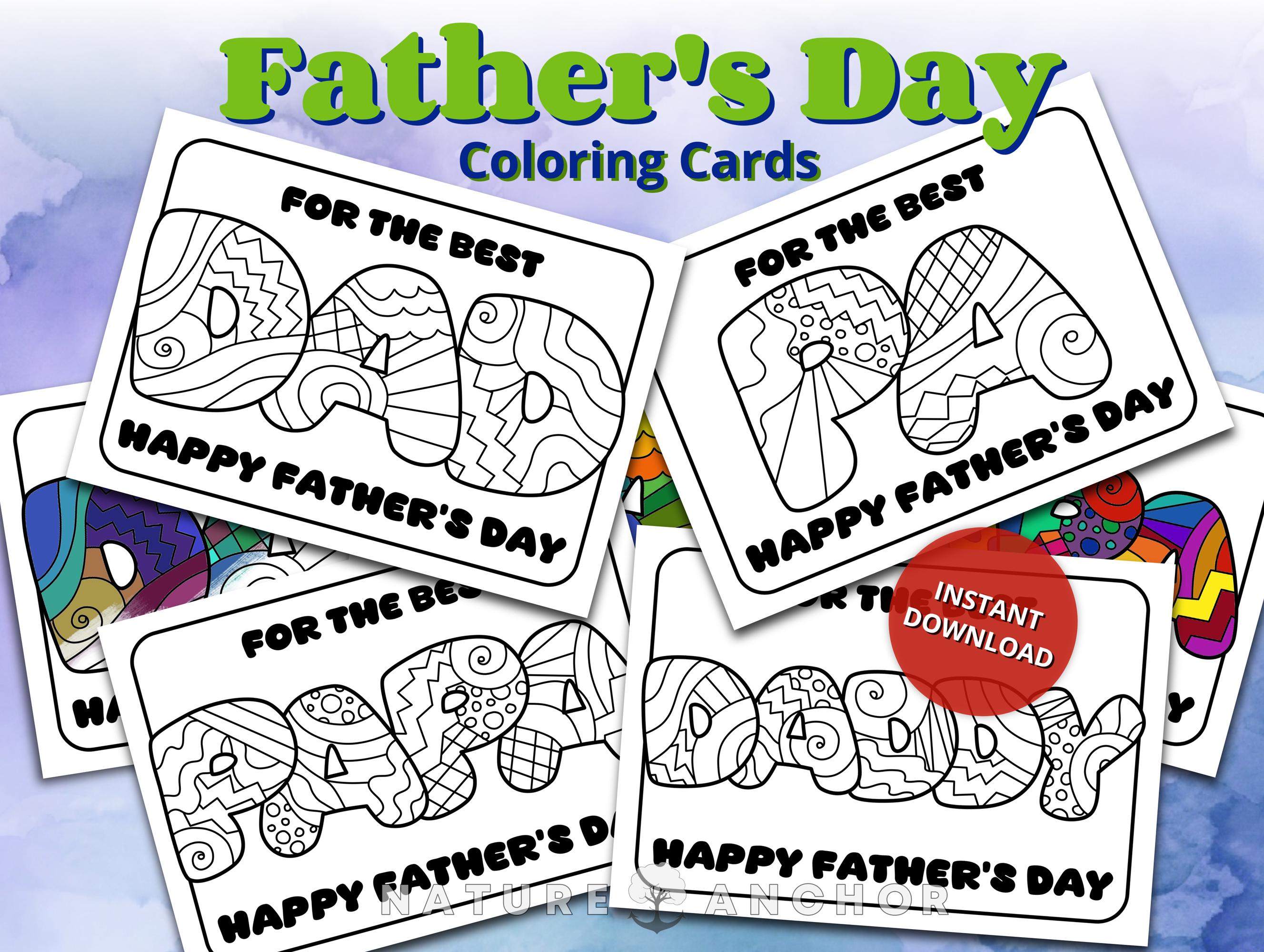 Father's Day Card Printable Coloring Card for "dad, Daddy, Papa and Pa ...
