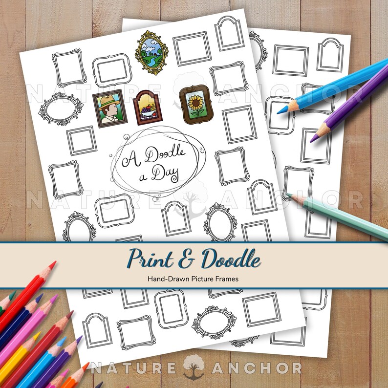 Picture Frame Daily Doodle Coloring Page, Habit Tracker for Kids ...