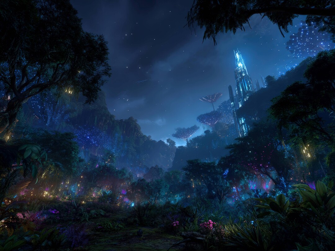 Bioluminescent Alien Forest – Glowing Sci-fi Jungle With Futuristic ...