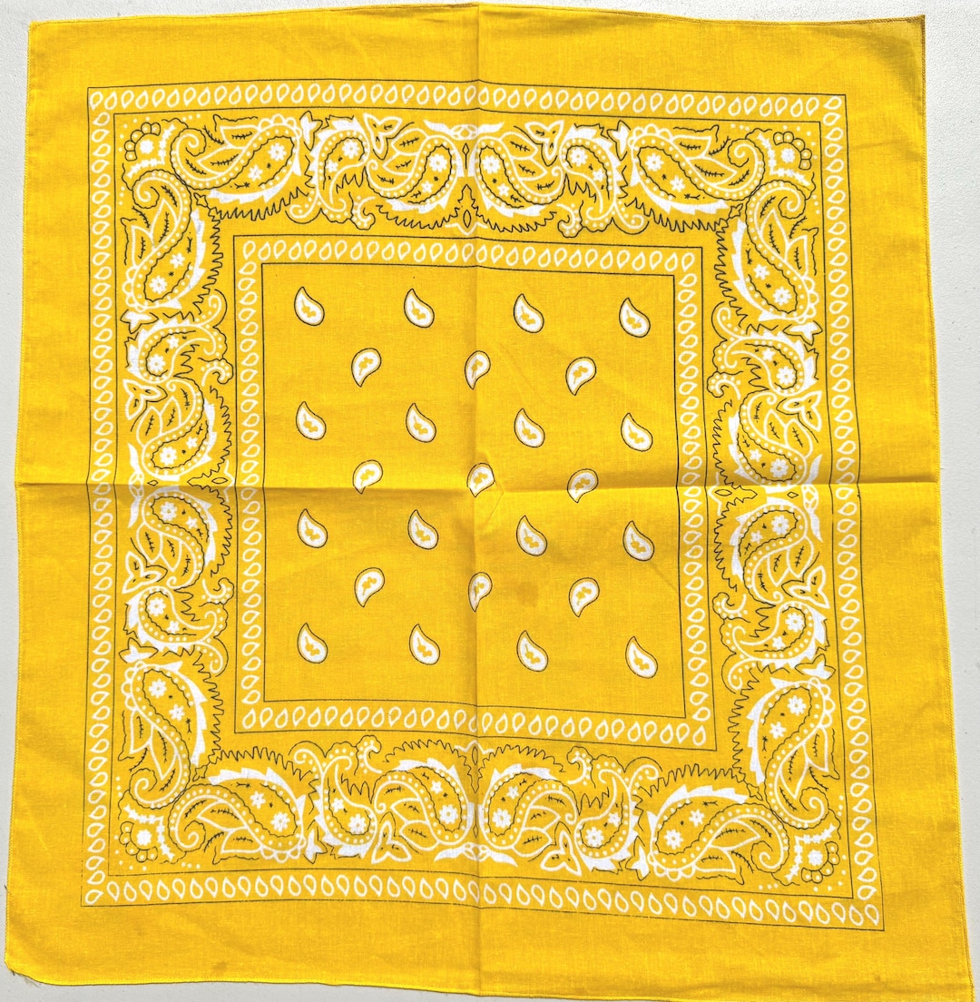 YELLOW & WHITE Extra Large Bandanas - Men and Women Paisley Trainmen ...