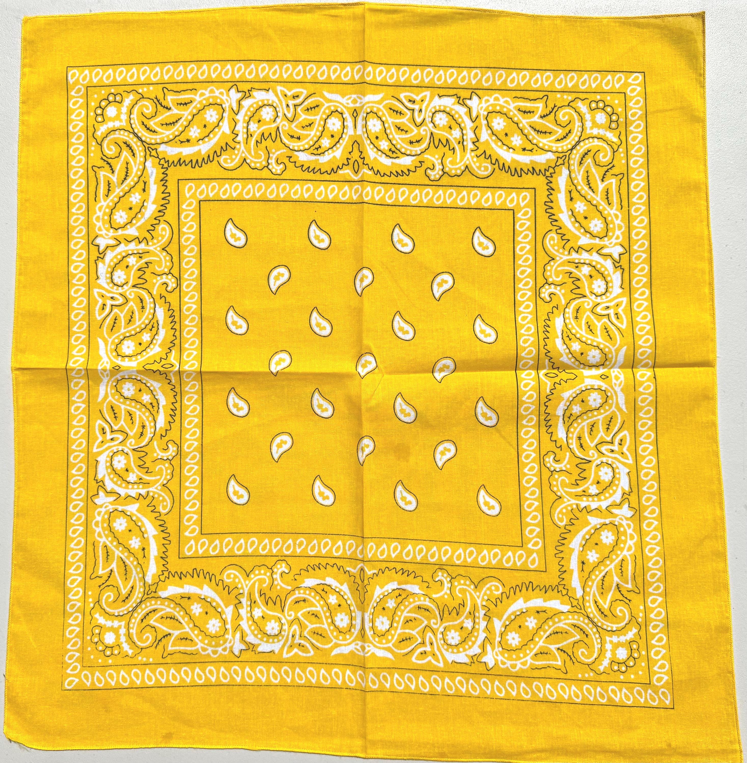 YELLOW & WHITE Extra Large Bandanas - Men and Women Paisley Trainmen ...