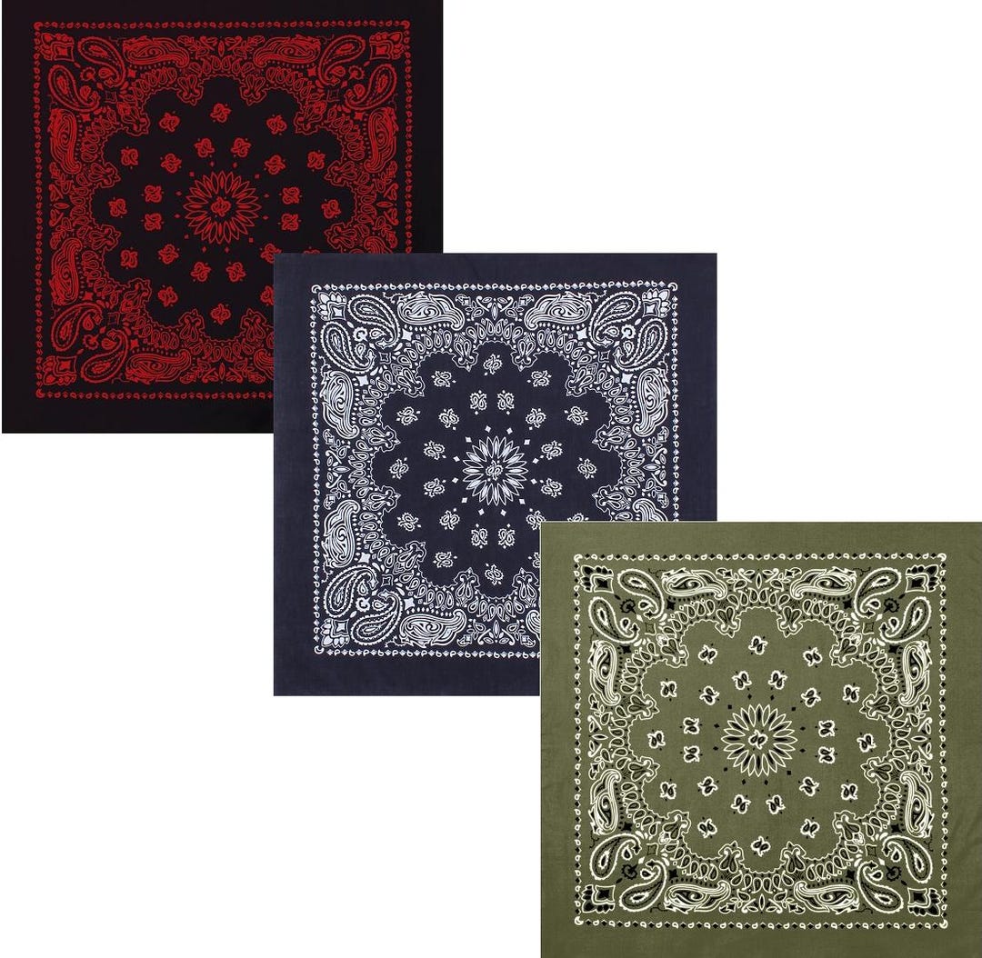 Extra Large Paisley Bandanas - 3 Pack - Navy, Green, Black & Red - Etsy