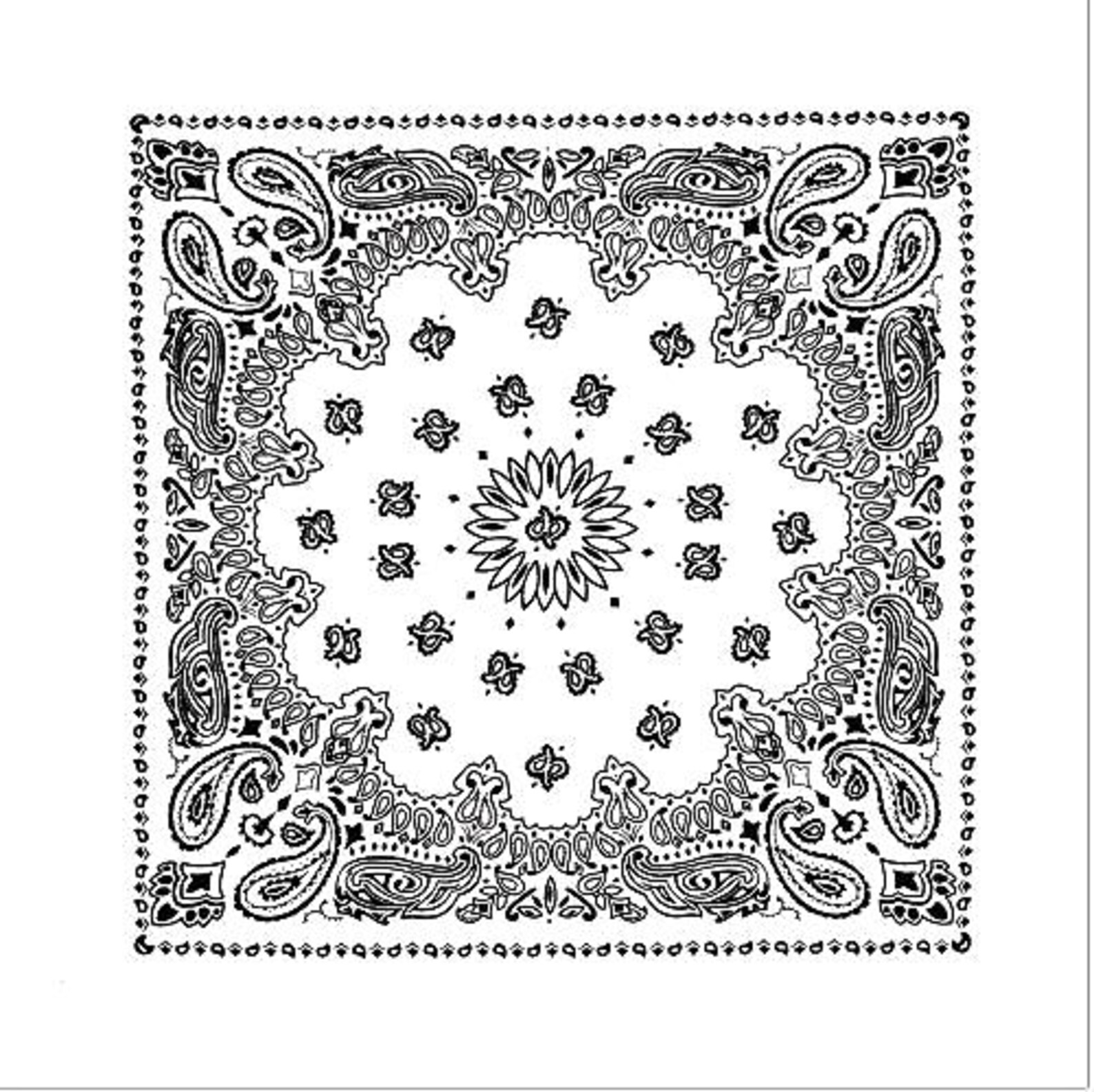 WHITE and BLACK Extra Large Bandanas - Men & Women Paisley Trainmen Big ...