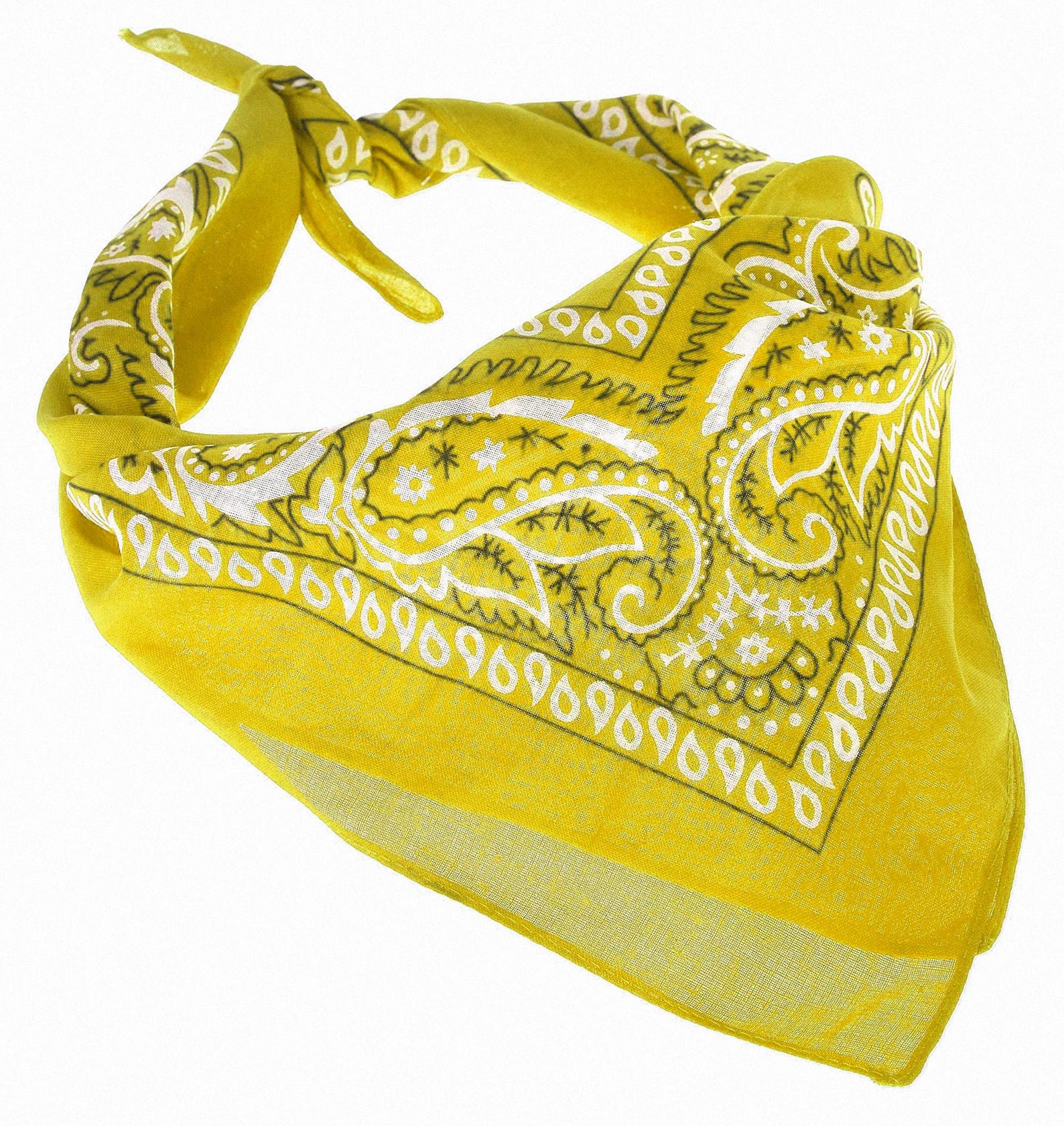YELLOW & WHITE Extra Large Bandanas - Men and Women Paisley Trainmen ...