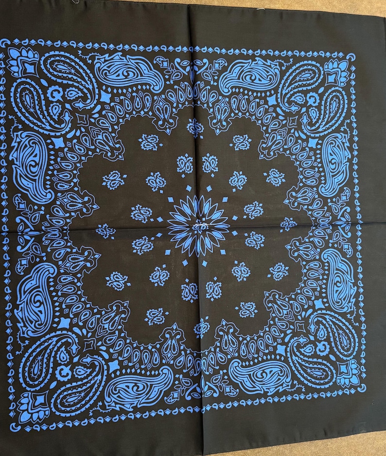 BLUE & BLACK Extra Large Bandanas - Men and Women Paisley Trainmen Big ...