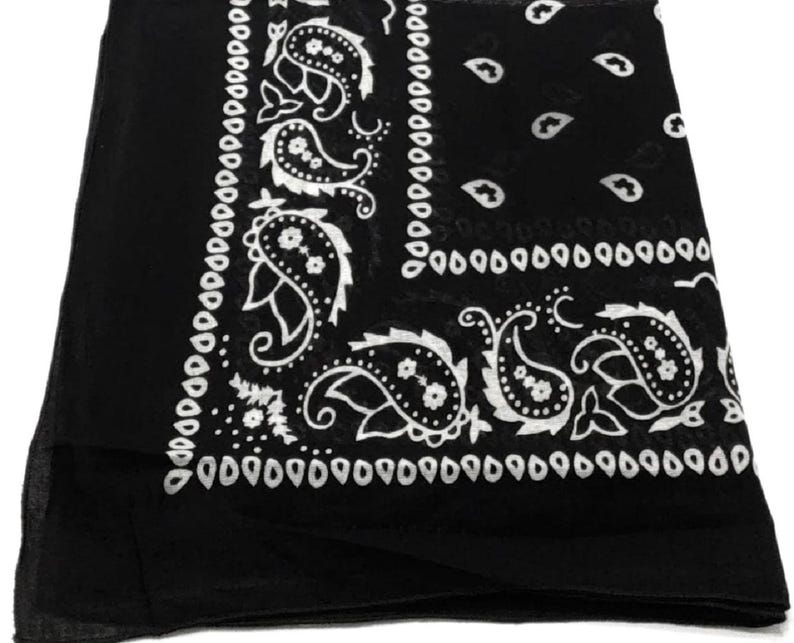 BLACK and WHITE Extra Large Bandanas - Men & Women Traditional Paisley ...