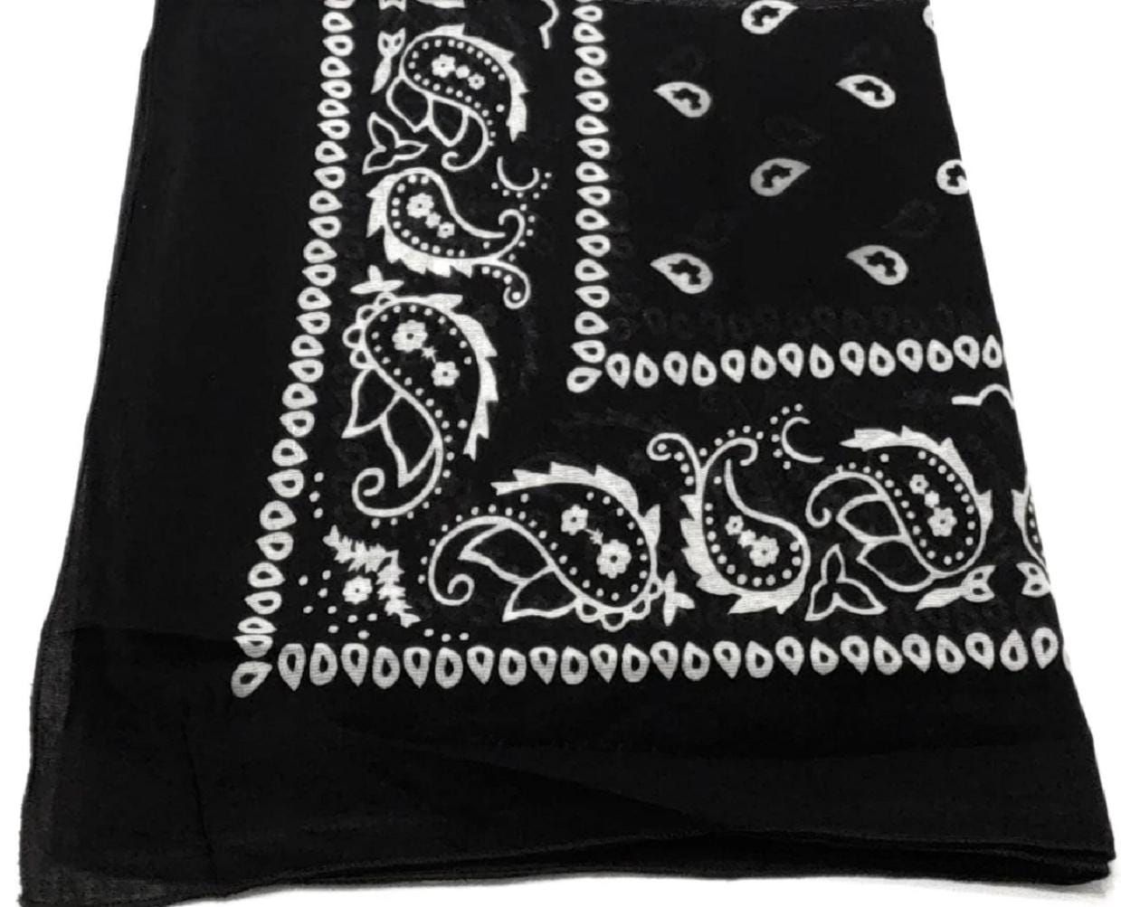 BLACK and WHITE Extra Large Bandanas - Men & Women Traditional Paisley ...