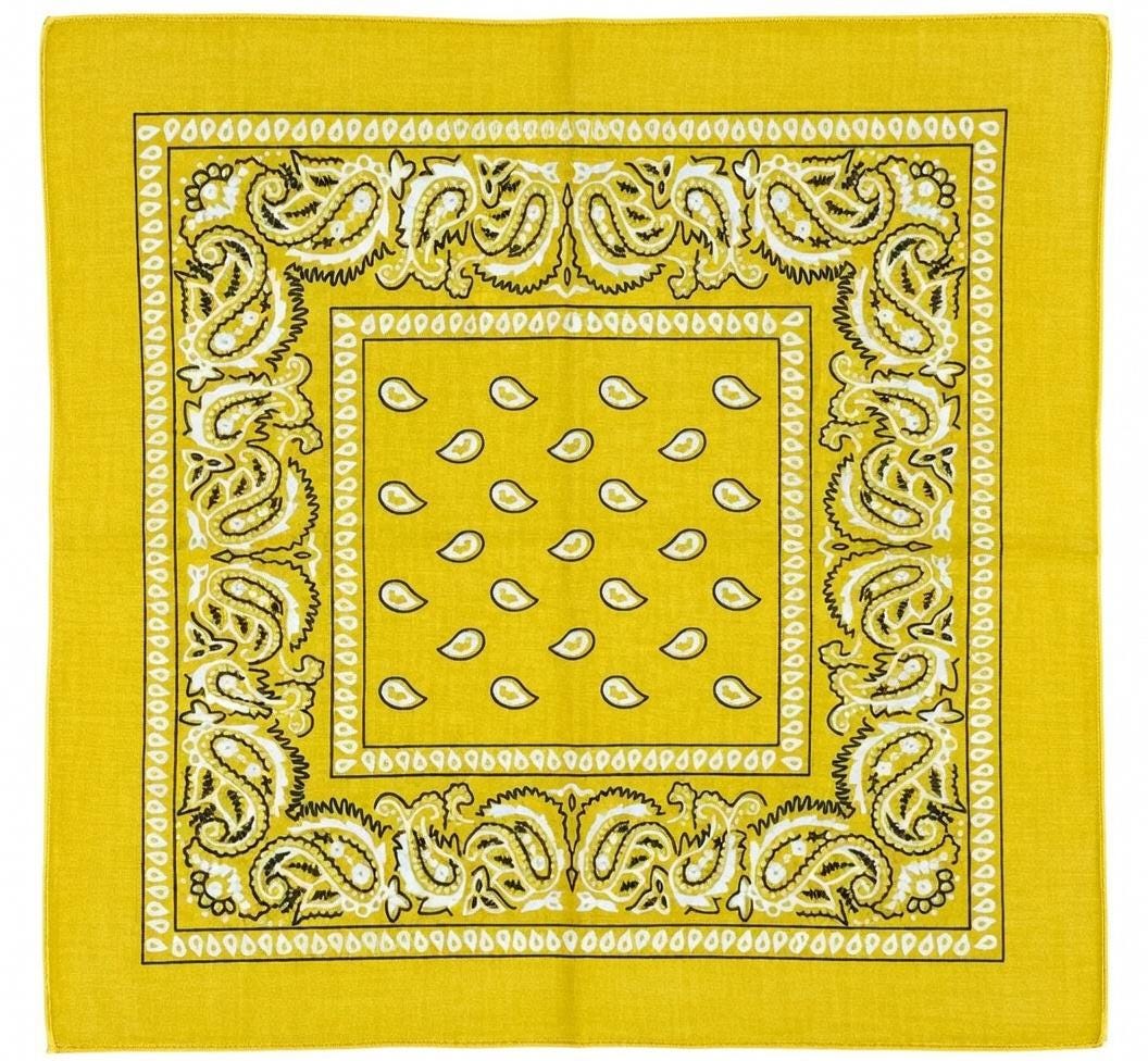YELLOW & WHITE Extra Large Bandanas - Men and Women Paisley Trainmen ...