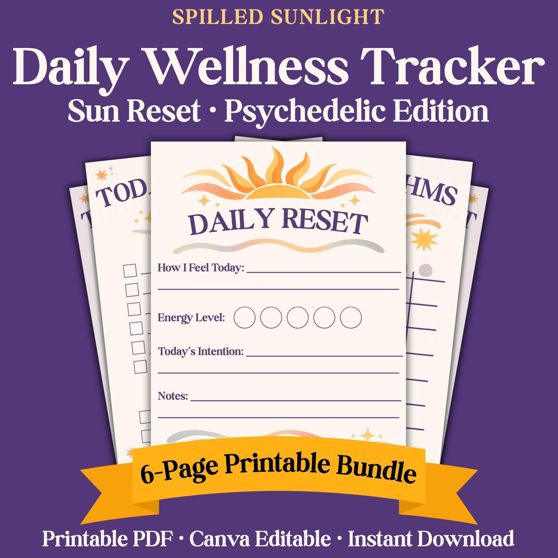 Daily Wellness Tracker Printable | Aesthetic Daily Planner ...