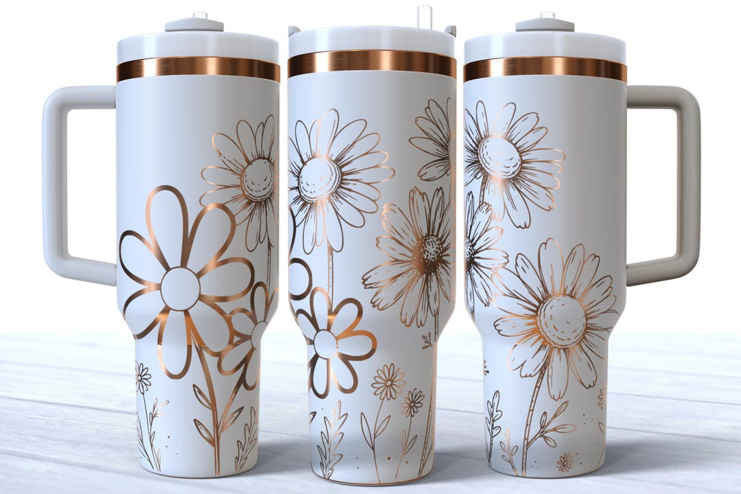 Retro Daisies 40oz SVG PNG Tumbler Wrap Springtime Florals Laser ...