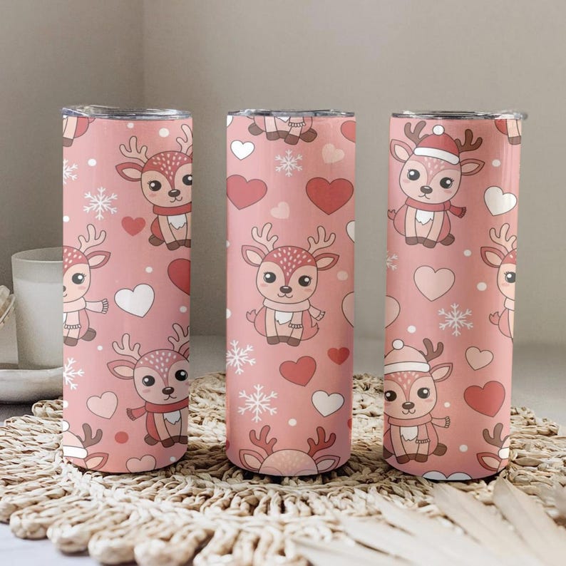 Pink Christmas Tumbler Wrap Bundle 8 PNG Designs 20oz Skinny ...