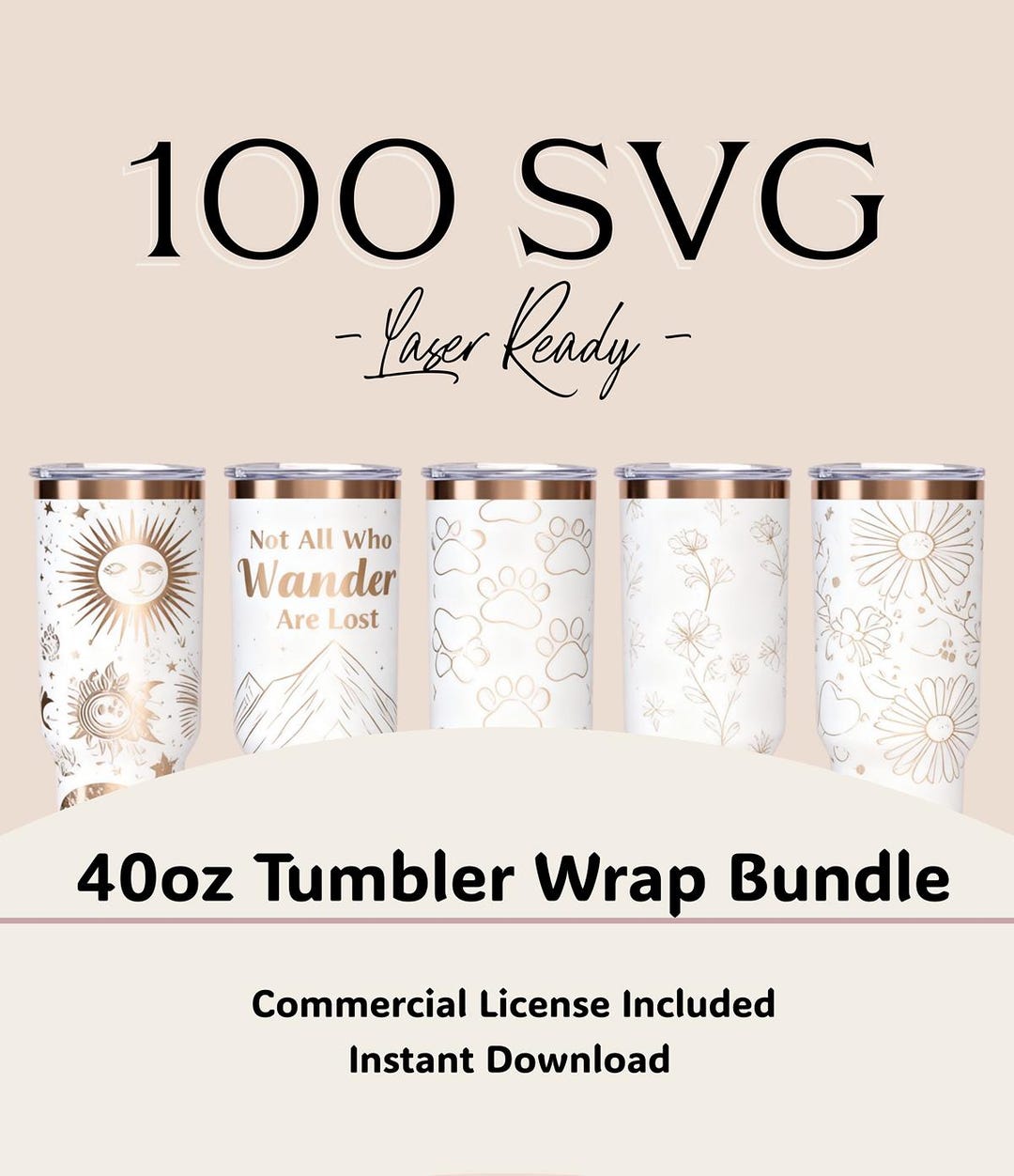 40oz SVG Mega Bundle Tumbler Wrap 100 Laser Ready Engraving Digital ...