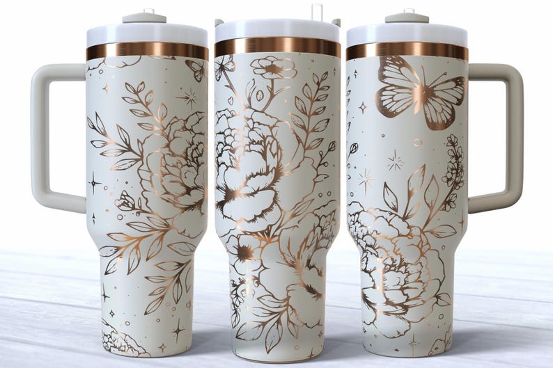 Floral Peonies Tumbler SVG Wrap Laser Engraving File Stanley Cup ...