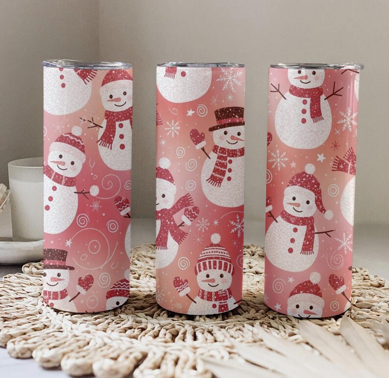 Pink Christmas Tumbler Wrap Bundle 8 PNG Designs 20oz Skinny ...