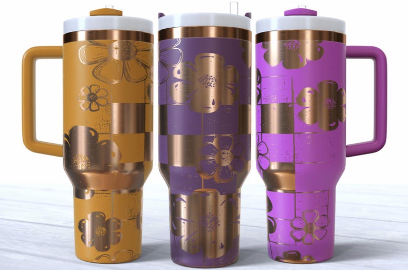 Retro Floral SVG Tumbler Wrap 40oz 30oz 20oz Laser Cut File Instant ...